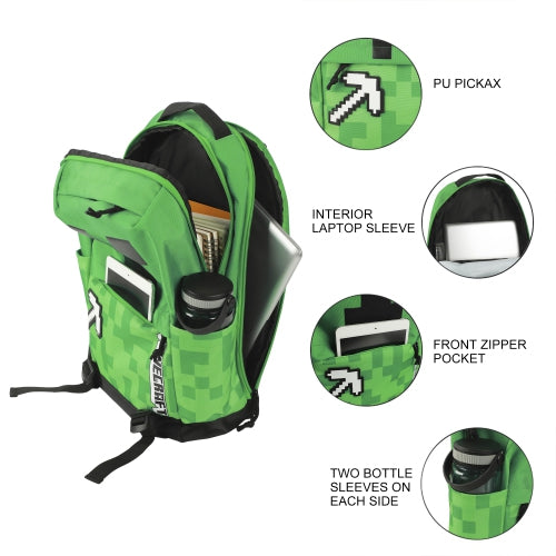 Minecraft : Creeper & Pickax Green 17.5" Backpack – Colossal Toys Inc.